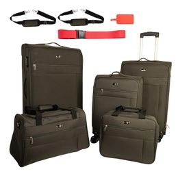 Travel Pal Trolleyset »Reisegepäck Trolley-Set PALMA« 3 Koffer S/M/L, Reisetasche, Fliegetasche, Kofferanhänger, Koffergurt olive
