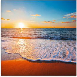 Artland Glasbild »Sonnenuntergang und das Meer« Strand 1 Stk. tlg. Farbe Bild(er): blau