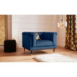 Home Affaire Sessel &raquo;Chamby&laquo; mit Holzrahmen unten und Steppung im Lehnenbereich blau 100% Polyester;Samtoptik (100% Polyester), Scheuertouren >100.000