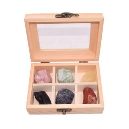 Firetti Edelstein »Schmuck Geschenk Wassersteine Box« Sodalith, Aventurin, Rosenquarz, roter Jaspis, Amethyst, Bergkristall bunt + Stein 6 Steine...