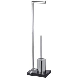 Wenko WC-Garnitur &raquo;Noble Black&laquo; aus Polyresin (Kunststein) Stahl schwarz-chromfarben