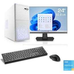 CSL PC-Komplettsystem &raquo;Speed V21811&laquo; 24 &prime;&prime; Intel Pentium Gold 8 GB RAM 500 GB SSD wei&szlig; Inkl. Maus, Tastatur, WLAN 300 MBit/s, USB 3.2 Gen1, 24"...