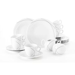 Seltmann Weiden Kaffeeservice »Geschirr-Set, Service Trio Highline« Kaffeeservice, Made in Germany, 20 Teile, für 6 Personen weiß/schwarz/grau