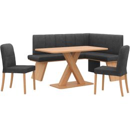 Home Affaire Eckbankgruppe »Nina« Set, 4er, 4 Stk. tlg. Sitzgruppe Esszimmer Stühle Tisch und Bank bequem gepolstert Jet black + Dekor Eiche...