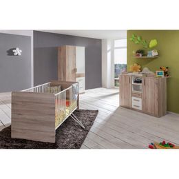 wimex Babyzimmer-Komplettset »Bergamo« Set, 3 Stk. tlg. Bett + Wickelkommode + 2 trg. Schrank San Remo eiche NB/ alpinweiß