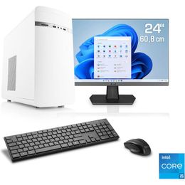 CSL PC-Komplettsystem &raquo;Speed V25885&laquo; 24 &prime;&prime; Intel Core i5 8 GB RAM 500 GB SSD wei&szlig; Inkl. Maus, Tastatur, WLAN 300 MBit/s und 24" TFT: Komplettpaket f&uuml;r