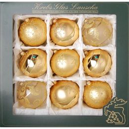 KREBS GLAS LAUSCHA Weihnachtsbaumkugel mundgeblasen, goldfarben, &Oslash; ca. 10 cm goldfarben-transparent