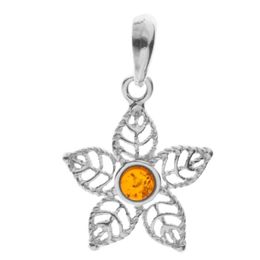 OSTSEE-SCHMUCK Kettenanhänger »Anhänger Blüte Anhänger Blüte« (1 Stk. tlg.) 27x18mm Zierliche Blüte aus Silber 925/000 als Anhänger gearbeitet