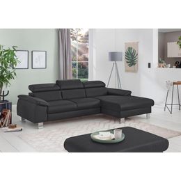 COTTA Ecksofa »Komaris L-Form, B: 244 cm« mit Kopfteilverstellung, optional Bettfunktion, Bettkasten & Licht schwarz