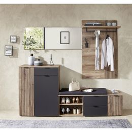 Innostyle Garderoben-Set »LINEA Garderoben Set, besteht aus 4 Typen, 216x204x38cm (B/H/T)« 4 Stk. tlg. Flagstaff Oak Umbra MODERN - Das Garderoben...