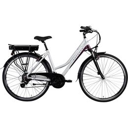 Zündapp ZÜNDAPP »Z802 Damen« 21 Gang Shimano Altus RD-M310 Schaltwerk Kettenschaltung Heckmotor 250 W Pedelec, Elektrofahrrad für Damen dunkellila, weiß
