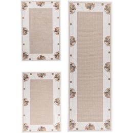 Theko Bettumrandung »Flomi Kitten« Höhe 4 mm 3 Stk. tlg. Läufer Set, gewebt, mit Bordüre und niedlichem Katzen Motiv beige Obermaterial: 63%...