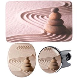 Sanilo Badaccessoire-Set »Zen« bestehend aus WC-Sitz, Badteppich und Waschbeckenstöpsel braun-beige