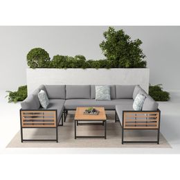 Konifera Gartenlounge-Set »Delphi« Set, 2x3er Sofa, 1x 2er Sofa, 1x Tisch 80x60x42cm, inkl. Kissen, Stahl, 20 Stk. tlg. Akazienholz, inkl. 3...