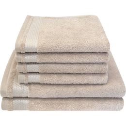 Dyckhoff Handtuch Set »Gloss« Set 6 Stk. Walkfrottier 4 Handtücher (50x100cm), 2 Duschtücher (70x140cm) natur Obermaterial: 100% Baumwolle