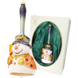 KREBS GLAS LAUSCHA Christbaumschmuck »KGL03491, Weihnachtsdeko, Christbaumschmuck« Schneemann-Glocke aus Glas blau-weiß