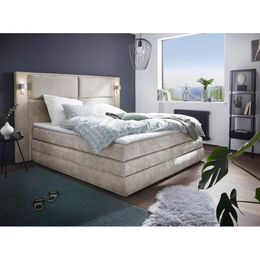 Collection AB Boxspringbett »Copenhagen« inklusive Bettkasten, Topper, wahlweise mit LED-Beleuchtung silbergrau