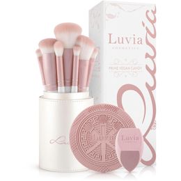 LUVIA COSMETICS Kosmetikpinsel-Set »Prime Vegan Candy« Mit 7 Pinseln aus Nurai-Haar, Schwamm und Reinigungsmatte, vegan. hellrosa Luxuriöses Set...
