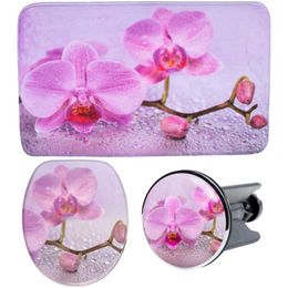 Sanilo Badaccessoire-Set »Blooming« bestehend aus WC-Sitz, Badteppich und Waschbeckenstöpsel pink-rosa