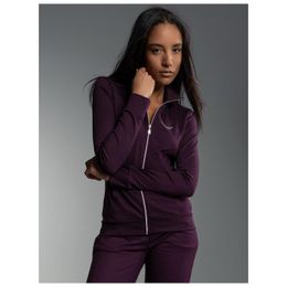 TRIGEMA Sweatjacke »Jacke veredelt mit Kristallsteinen« 1 Stk. tlg. aubergine XL XL Elastischer Feinripp