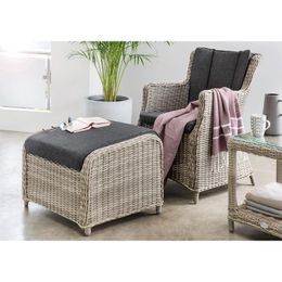 Destiny Gartenlounge-Set »LUNA CASA« 4 Stk. tlg. Polyrattan, Sessel mit Fußhocker, inkl. Auflagen vintage weiß/anthrazit + Obermaterial: 100%...