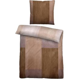 Biberna Bettwäsche »Clara« 2 Stk. tlg. wohlig warm + weich, pflegeleicht, aus 100% Baumwolle, Reißverschluss taupe Obermaterial: 100% Baumwolle...