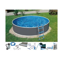 Konifera Rundpool &raquo;Standard&laquo; Mit Stanzung in der Stahlwand f&uuml;r Einbauskimmer und Einlaufd&uuml;se grau &Oslash;/B/H/L: 350 cm x Breite x H&ouml;he 120 cm x L&auml;nge