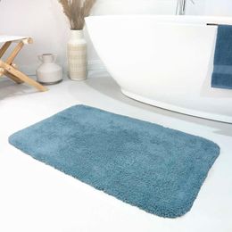 WECON HOME BASICS Badematte »Ole WB-2721« Höhe 20 mm fußbodenheizungsgeeignet 100% Baumwollflor, waschbar, einfarbig, Badezimmerteppich blau,grau...