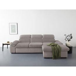 COTTA Ecksofa »Lola L-Form mit Kopfteilfunktion & Hocker« wahlweise mit Bettfunktion, Bettkasten & Armteilverstellung Elephant