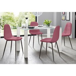 Inosign Essgruppe Set, 5 Stk. tlg. mit Glastisch, Breite 120 cm Weiß/Rosa +