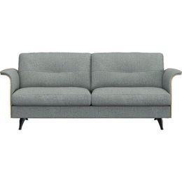FLEXLUX 2,5-Sitzer &raquo;Glow Sofa, Couch,&laquo; Premium-Sitz: Kaltschaum & Federkern, Arml. Walnuss, Fu&szlig; schwarz blau 62% Polyester/17%Baumwolle/14%Viscose/7%
