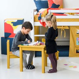 Hoppekids Kindersitzgruppe »MADS Kindersitzgruppe« Set, 1 Tisch, 1 Stuhl, 2 Stk. tlg. in vielen Farben, mit einem Stuhl gelb +
