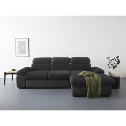 COTTA Ecksofa »Lola L-Form mit Kopfteilfunktion & Hocker« wahlweise mit Bettfunktion, Bettkasten & Armteilverstellung Black