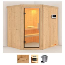 Karibu Sauna »Siirin« Set, 9 KW-Ofen mit externer Steuerung naturbelassen