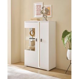 Inosign Vitrine »LONG ISLAND, Stauramvitrine« 1 Stk. tlg. in moderner Trendfarbe, inklusive senkrechter Beleuchtung, Breite 80 cm weiß/eiche Weiss...
