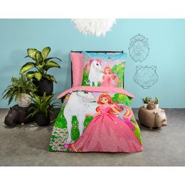 Good Morning Kinderbettw&auml;sche &raquo;Fairytale&laquo; 2 Stk. tlg. Baumwolle, 135x200, Rei&szlig;verschluss, Wendeoptik, Kind, M&auml;dchen, Einhorn Rosa Obermaterial:...