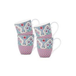 PIP Studio Becher »Flower Festival - Kamm Deko« Kaffeetassen im 4er-Set, Blumenfest, mit Kamm Deko, 450 ml blau