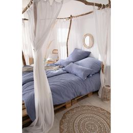 Estella Bettw&auml;sche &raquo;ALVARO&laquo; 3 Stk. tlg. GRATIS-KISSEN 40x80 cm inklusive! blau Obermaterial: 50% Baumwolle, 50% Leinen B/L: 155 cm x 220 cm