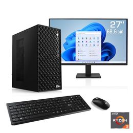 CSL PC-Komplettsystem »Mystic V24094« 27 ′′ AMD Ryzen 3 16 GB RAM 500 GB SSD schwarz Inkl. 27 Zoll Full-HD Monitor, Maus, Tastatur, 300 MBit/s...