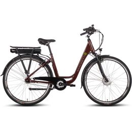 SAXONETTE &raquo;City Plus&laquo; 7 Gang Nabenschaltung Frontmotor 250 W mit Akku-Ladeger&auml;t, Pedelec, Elektrofahrrad f&uuml;r Damen u. Herren ruby red gl&auml;nzend+schwarz