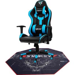 Hyrican Gaming-Stuhl »Striker Gaming-Stuhl "Copilot" Gamingstuhl + Stuhlunterlage« (Set) Kunstleder Bodenschutzmatte 1100x1100x2mm blau-schwarz +...