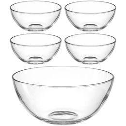 Leonardo Schale »Schalen-Set CUCINA, 5er Set, 4x Ø 14 cm & 1x Ø 28 cm« 5 Stk. aus Glas Spülmaschinengeeignet transparent