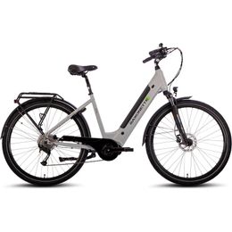 SAXONETTE &raquo;Deluxe Sport&laquo; 9 Gang Shimano Alivio Schaltwerk Kettenschaltung Mittelmotor 250 W Pedelec, Elektrofahrrad f&uuml;r Damen u. Herren silber+schwarz