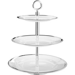 Fink Etagere &raquo;PLATINUM&laquo; Servierplatte mit Platinumrand, mit 3 Etagen, H&ouml;he ca. 39 cm wei&szlig; Porzellan
