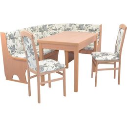 HOFMANN LIVING AND MORE Eckbankgruppe Spar-Set, 4tlg. Set, 4 Stk. tlg. Eckbank mit Stauraum unter den Sitzflächen creme/grau + creme/grau +...