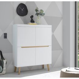Inosign Highboard »Torge, Kommode, Schrank, Sideboard, Anrichte, Mehrzweckschrank« 1 Stk. tlg. abgeschrägte Füße, drei Farben, Scandi Design, 107...