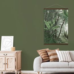 Art for the home Leinwandbild &raquo;Jungle Landschaft Grun&laquo; 1 Stk. tlg. Luxus Kakemono Leinen Wandposter 100x70cm bunt Leinwand