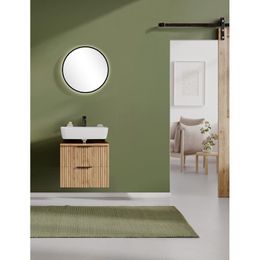 Welltime Badezimmer-Set &raquo; M&ouml;bel, Carlton Unterbecken-Set 2teilig, 60 cm, gestreift&laquo; 2 Stk. tlg. schwarz Spanplatte