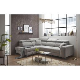 ED EXCITING DESIGN Ecksofa »Sydney L-Form« motorischer Sitztiefenverstellung, USB-Port & 2 Zierkissen taupe