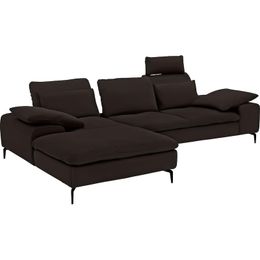 W.Schillig Ecksofa »valentinoo, Designsofa, bequem, elegant und zeitlos, L-Form« inklusive Hocker, mit Sitztiefenverstellung, Breite 299 cm braun Z59